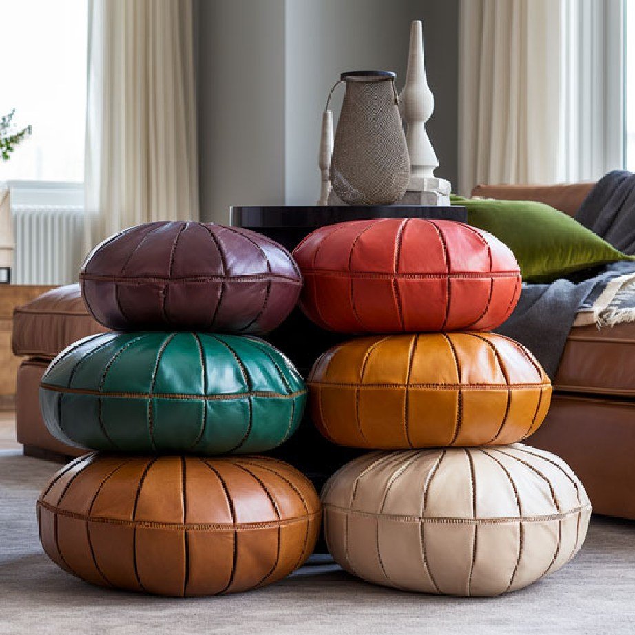 Moroccan Leather Ottomans & Poufs - Buy Leather Pouf NZ